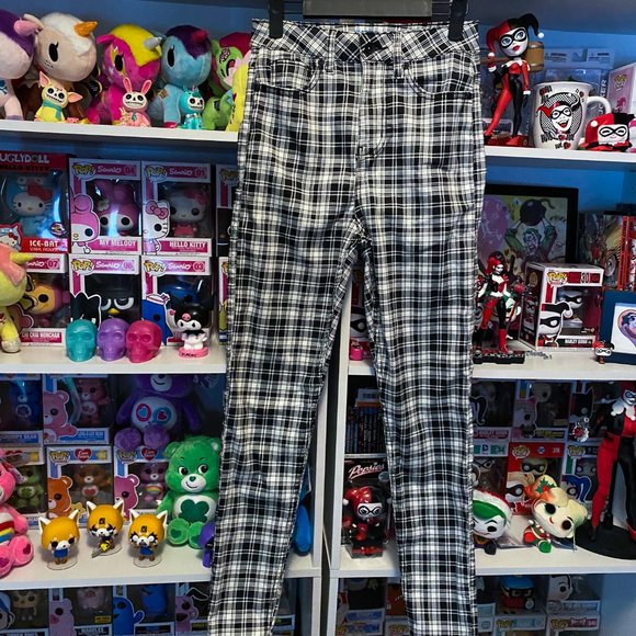 Hot Topic | Jeans | Hot Topic Ht Denim White Black Plaid Skinny High ...